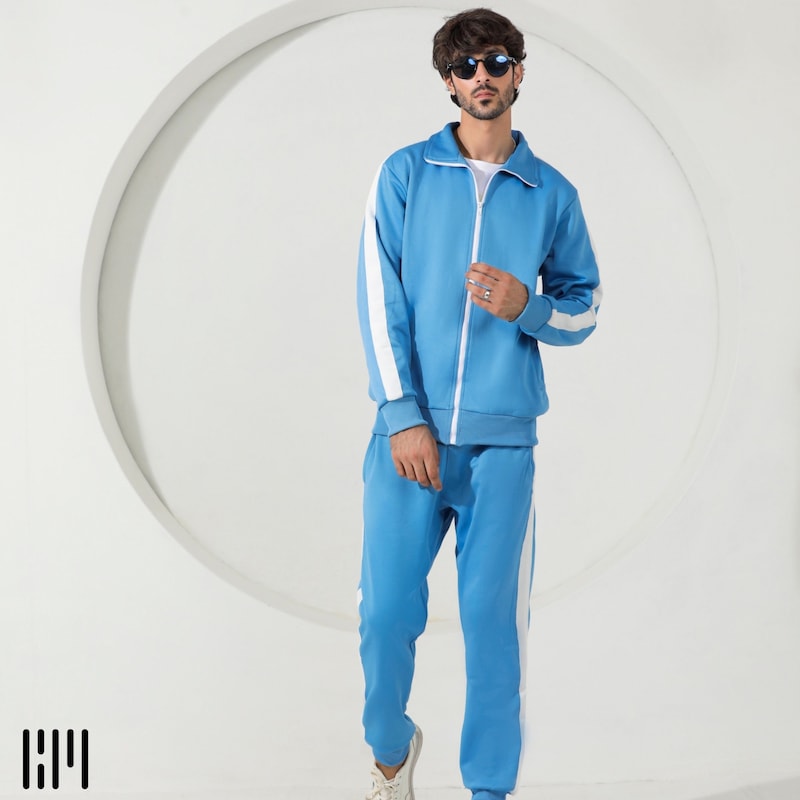 Navy Blue and White Tracksuit - Etsy