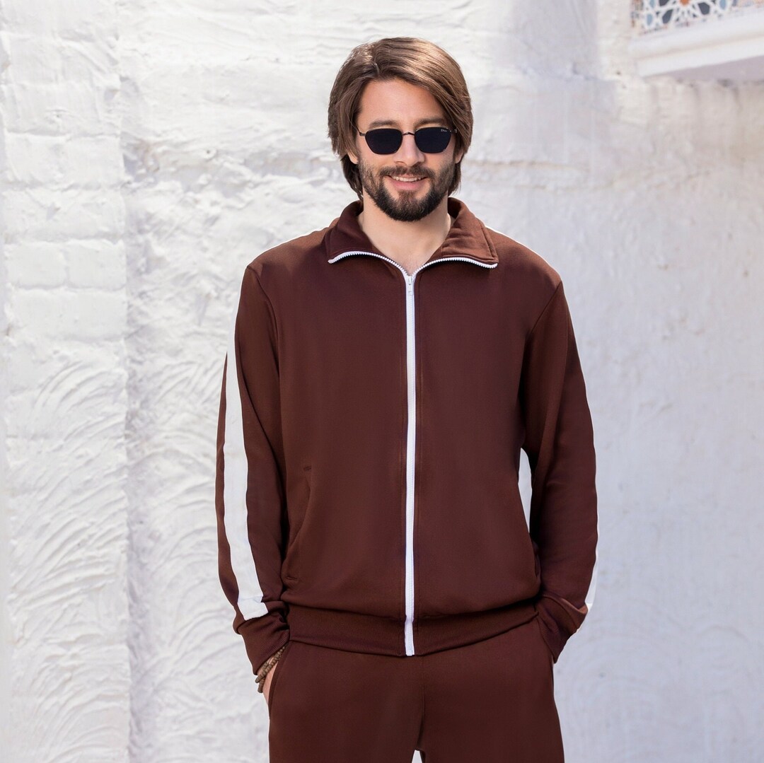 Chocolate Brown Polyester Tracksuit: Travel, Gym & Jogging - Etsy