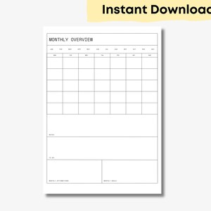 Monthly Calendar Planner Printable and Digital - Etsy