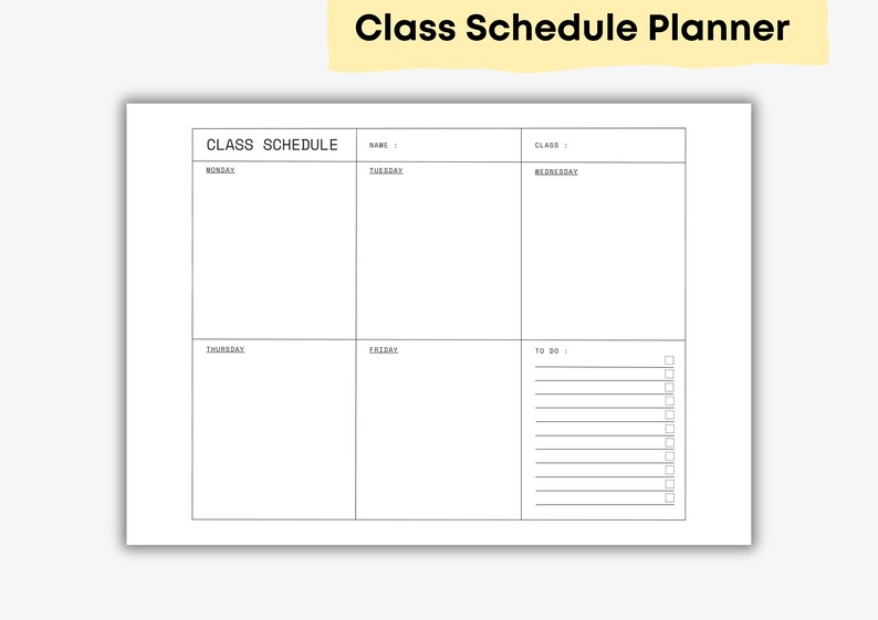 Class Schedule Planner Printable PDF A4 Size Digital Download - Etsy