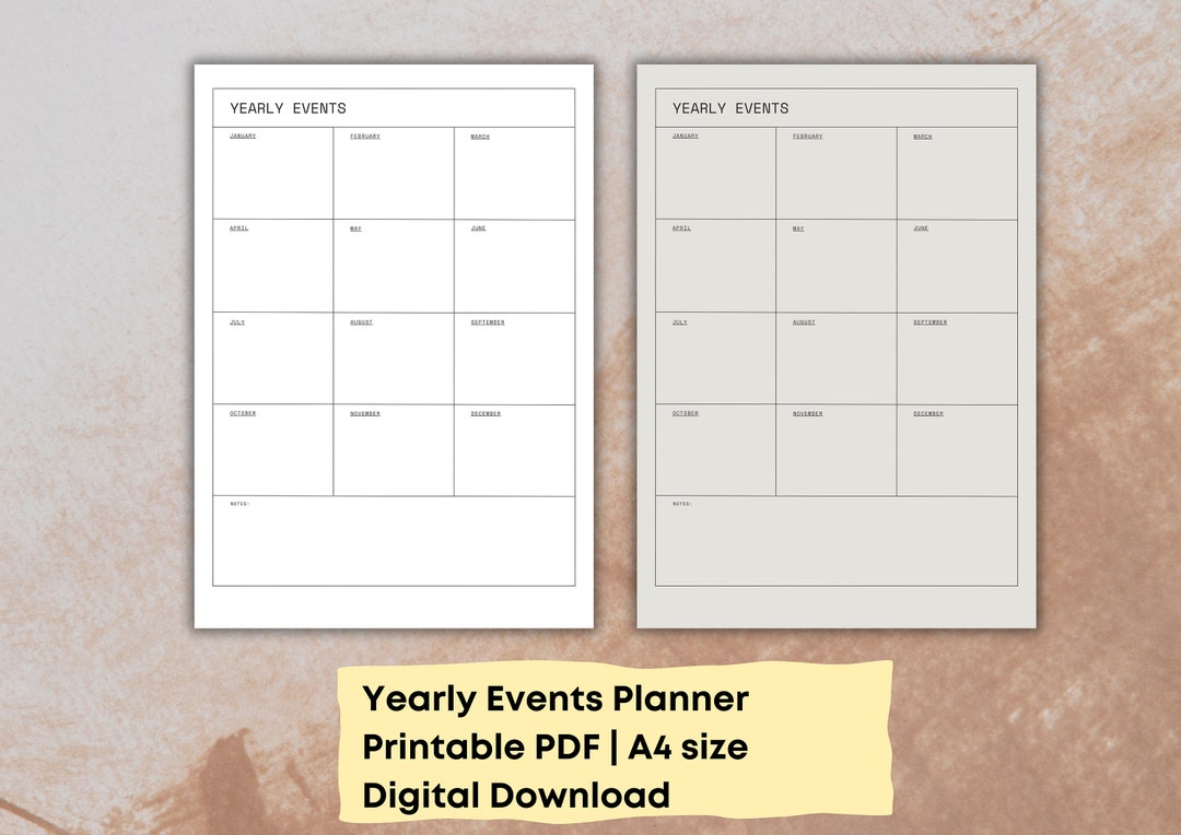 Yearly Events Planner Printable and Digital - Etsy