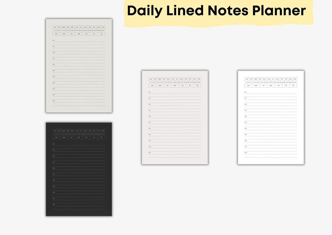 Daily Lined Notes Planner Printable and Digital - Etsy