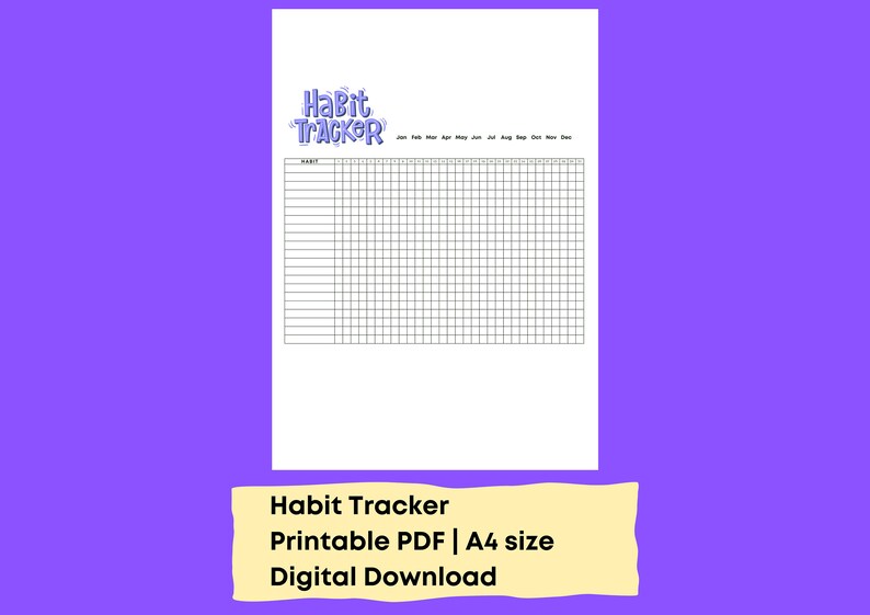 Habit Tracker Printable PDF A4 Size Digital Download - Etsy
