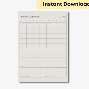 Monthly Calendar Planner Printable and Digital - Etsy
