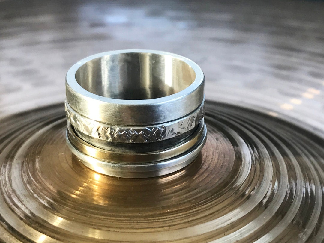 TRICOLOR.L Ring With Rotating 585 Rose Gold Ring and 925 Silver - Etsy