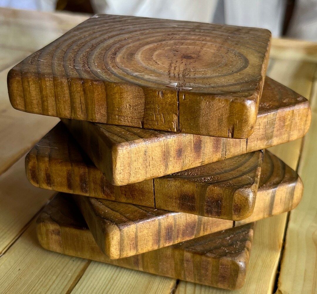 Rustic Wooden Coaster Set of 5 - Etsy