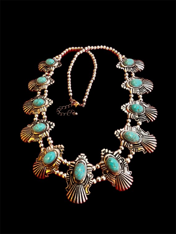 Vintage silver tone faux-turquoise - Gem