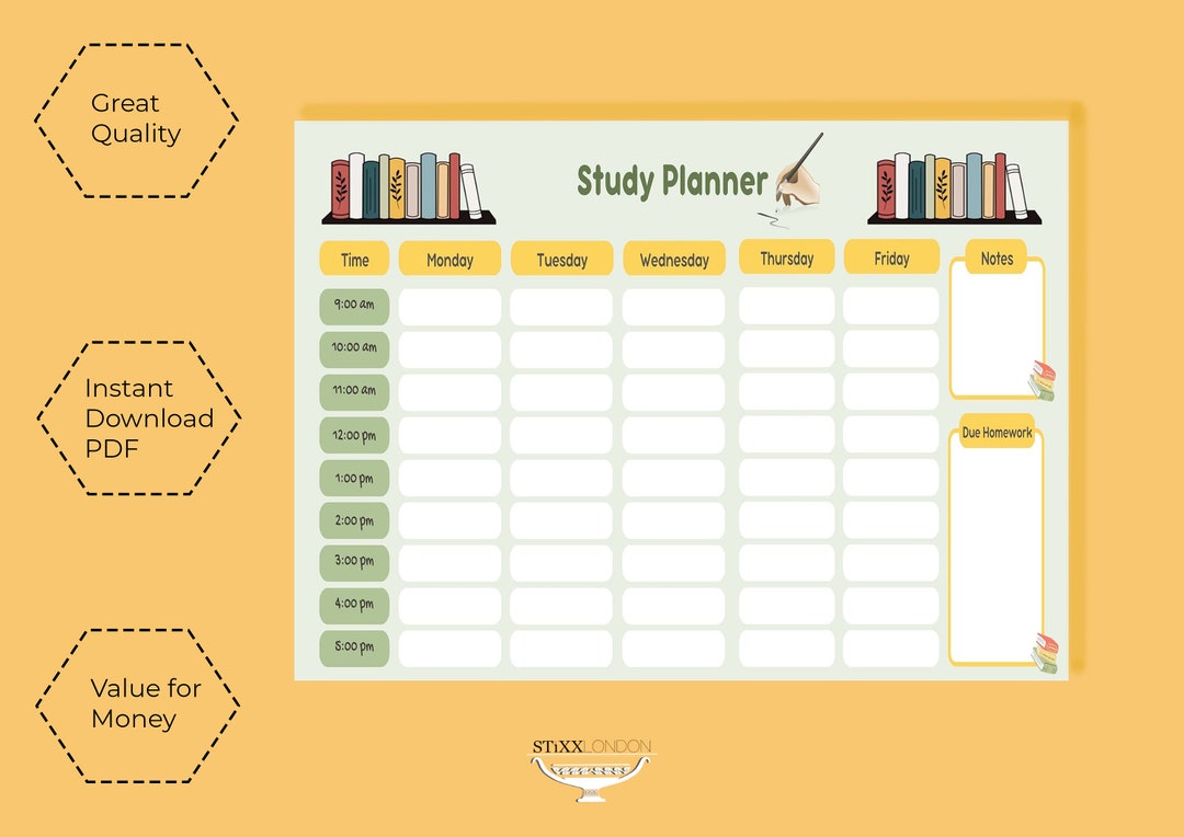 Printable Study Planner | 11+ Exam Revision Timetable | Exam ...