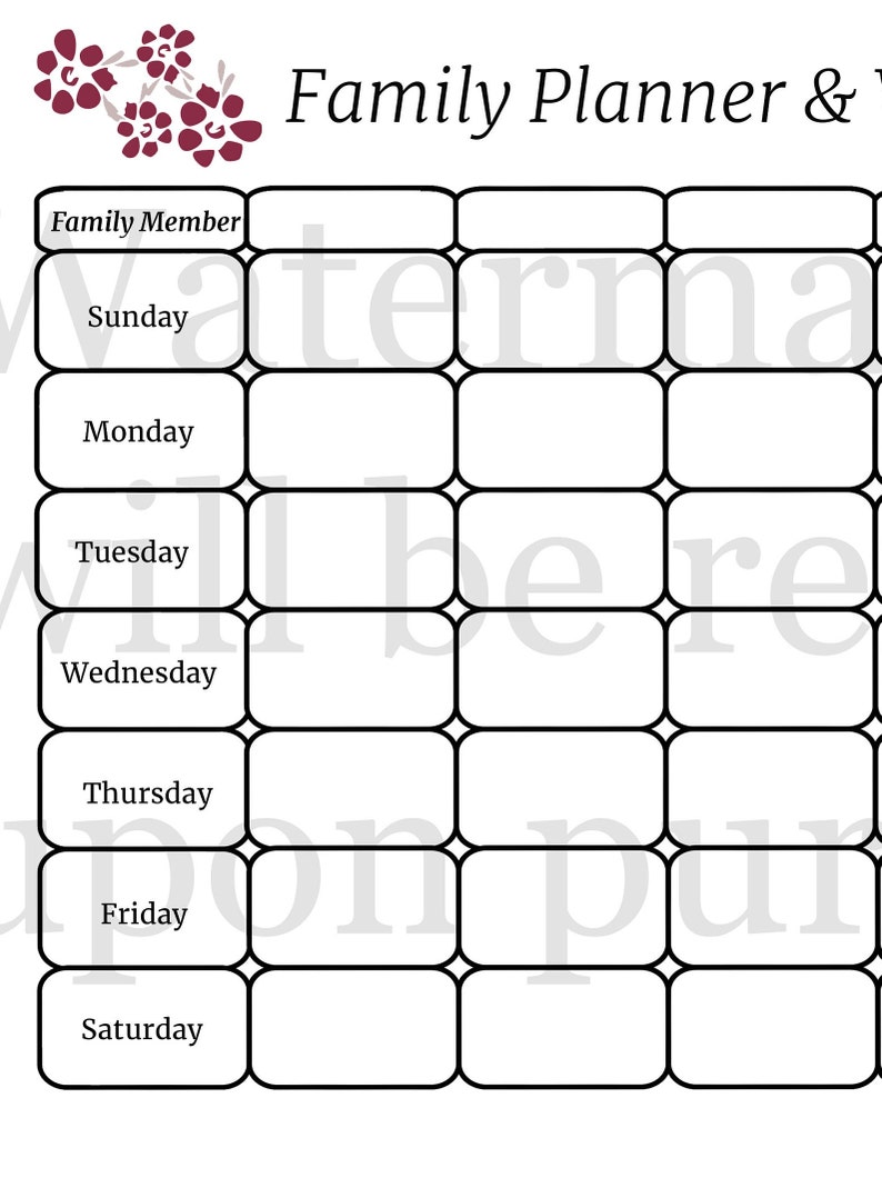 Printable Weekly Family Planner With Menu | Colour Coded Undated ...