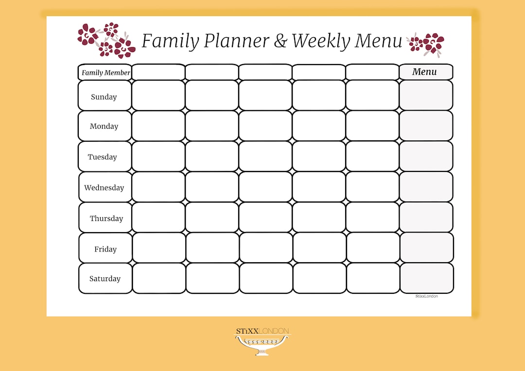 Printable Weekly Family Planner With Menu | Colour Coded Undated ...