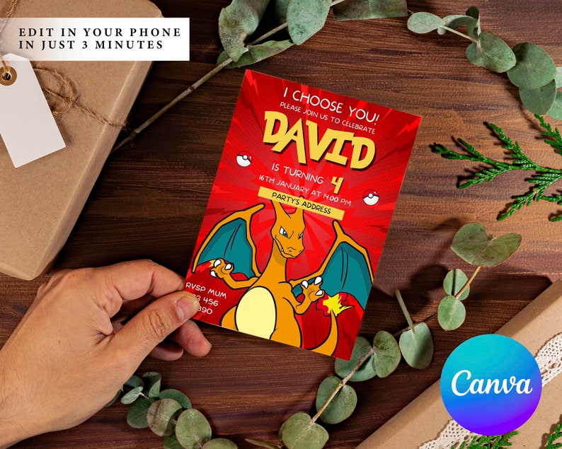 Charizard Pokemon Card Birthday Boy Pokemone Birthday - Etsy