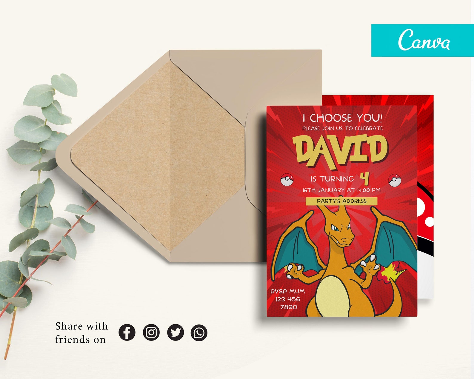 Charizard Pokemon Card Birthday Boy Pokemone Birthday - Etsy