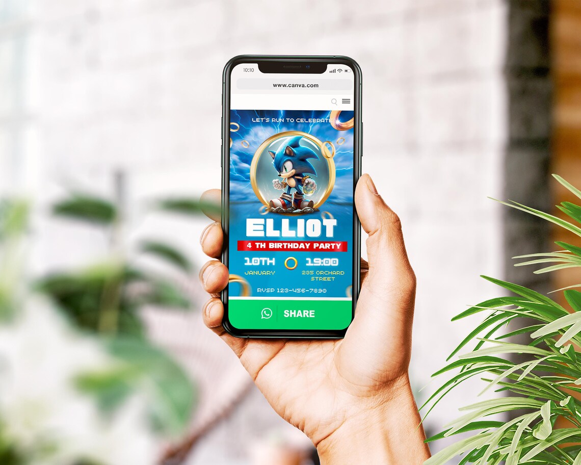 Sonic the Hedgehog Digital Invite Sonic Birthday Text - Etsy
