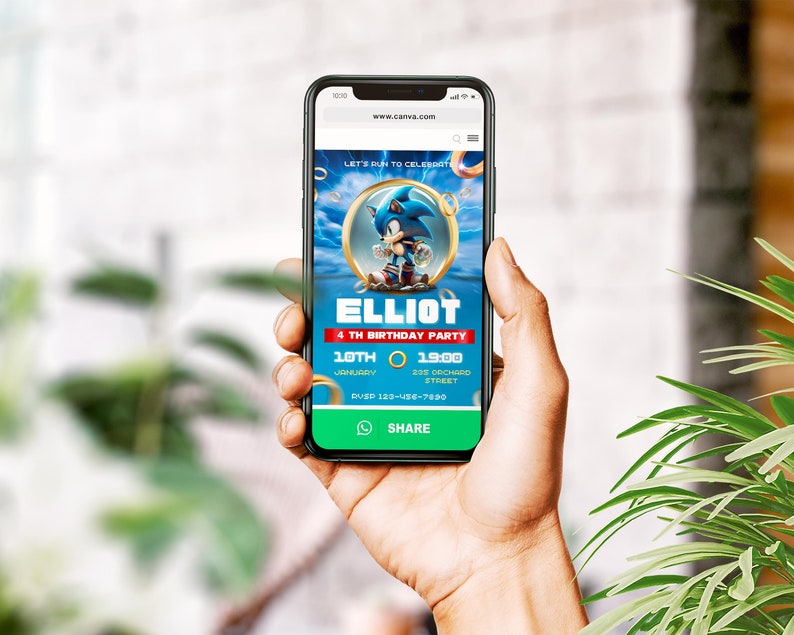 Sonic the Hedgehog Digital Invite Sonic Birthday Text - Etsy