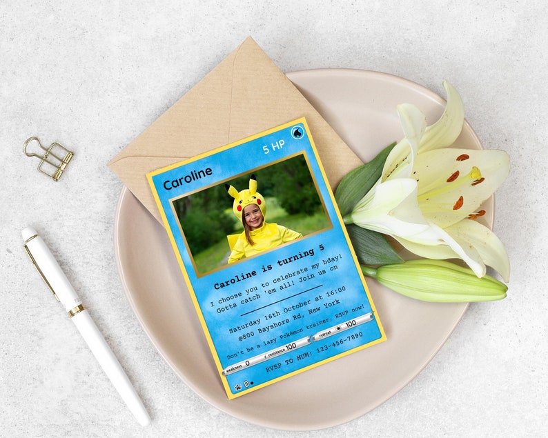 Custom Pokemon Card Birthday Invitation, Pokemone Birthday Party ...