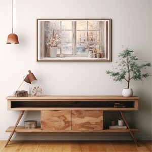Samsung Frame TV Art, Winter Window Snowy Landscape, Christmas Still ...
