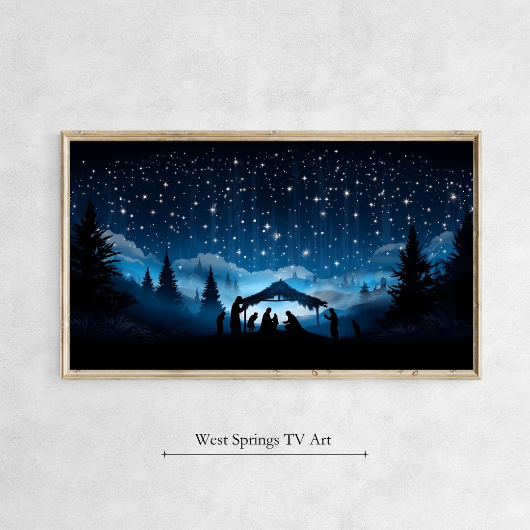 Christmas Holiday Frame TV Art, Nativity Scene, Birth of Jesus, Instant ...