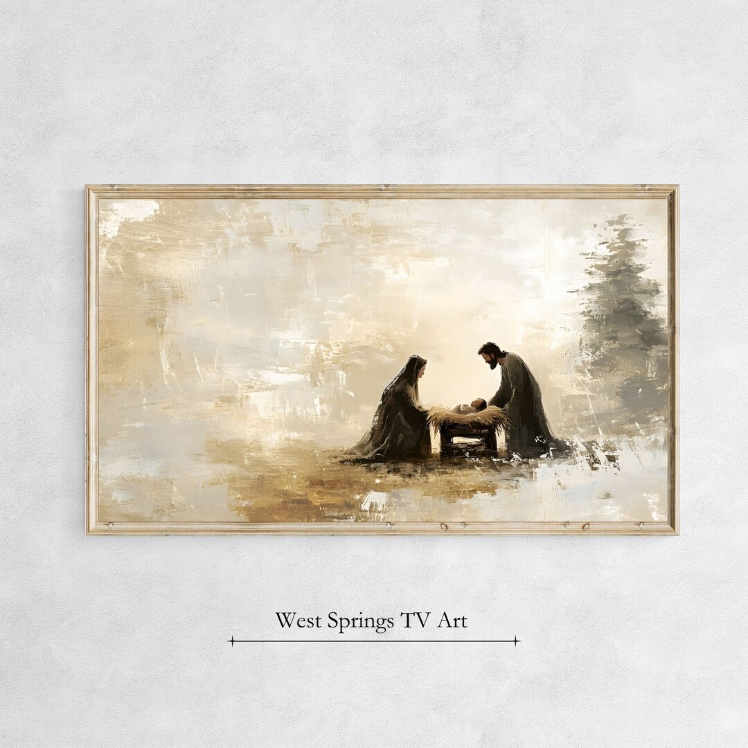Christmas Holiday Frame TV Art, Nativity Scene, Birth of Jesus, Instant ...