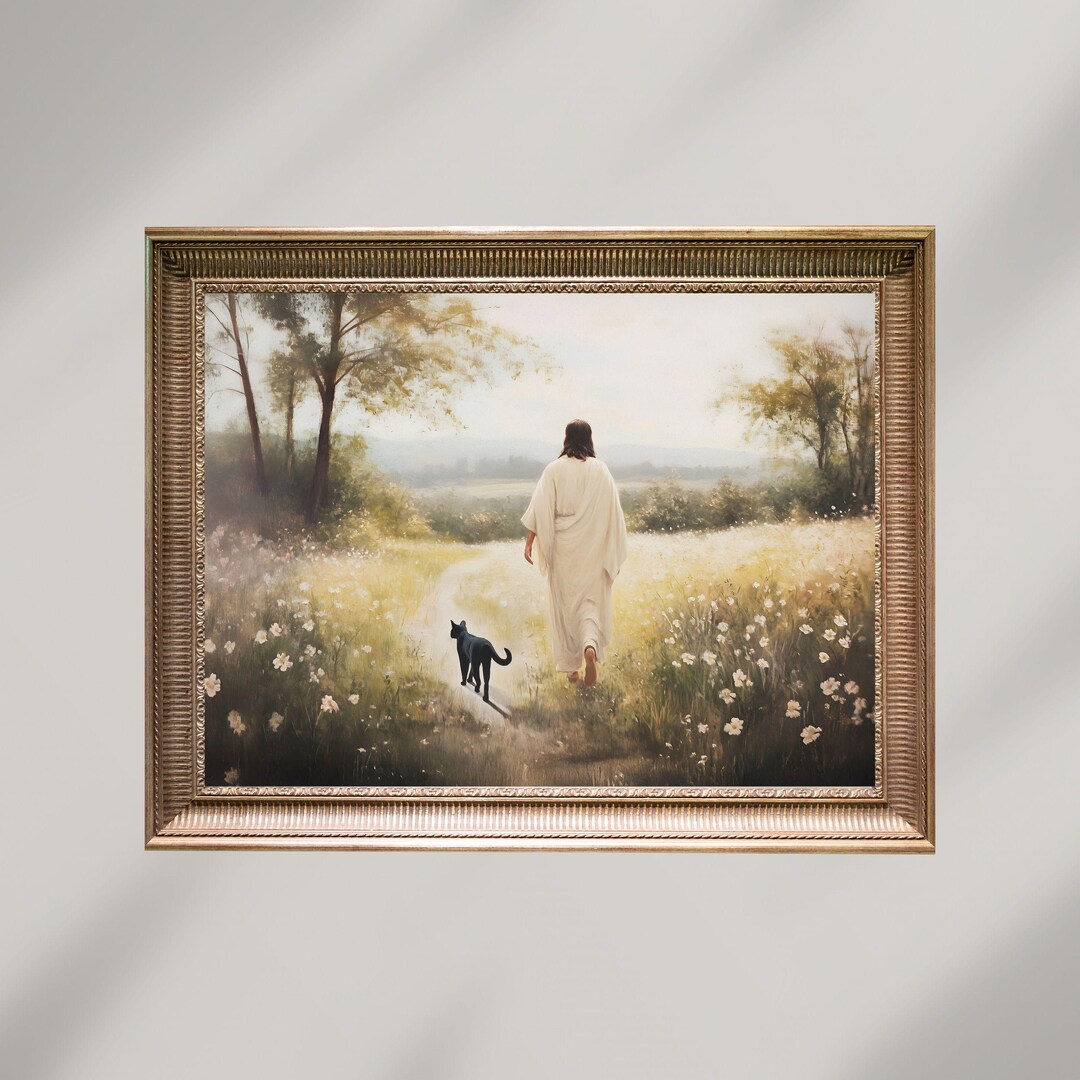 Jesus Walks With Cat, Faith and Hope, Pet Cat Memorial Printable ...