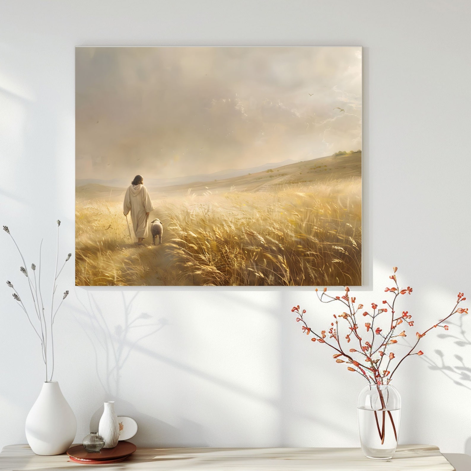 Jesus Leaves the 99 Painting, Good Shepherd, Parable of the Lost Sheep ...