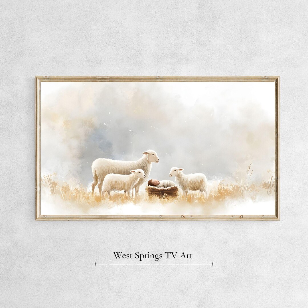 Christmas Holiday Frame TV Art, Nativity Scene, Birth of Jesus, Instant ...