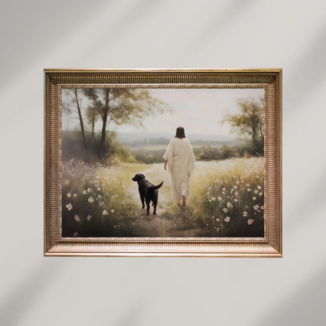 Jesus Walks With Dog, Faith and Hope, Pet Dog Memorial Printable ...