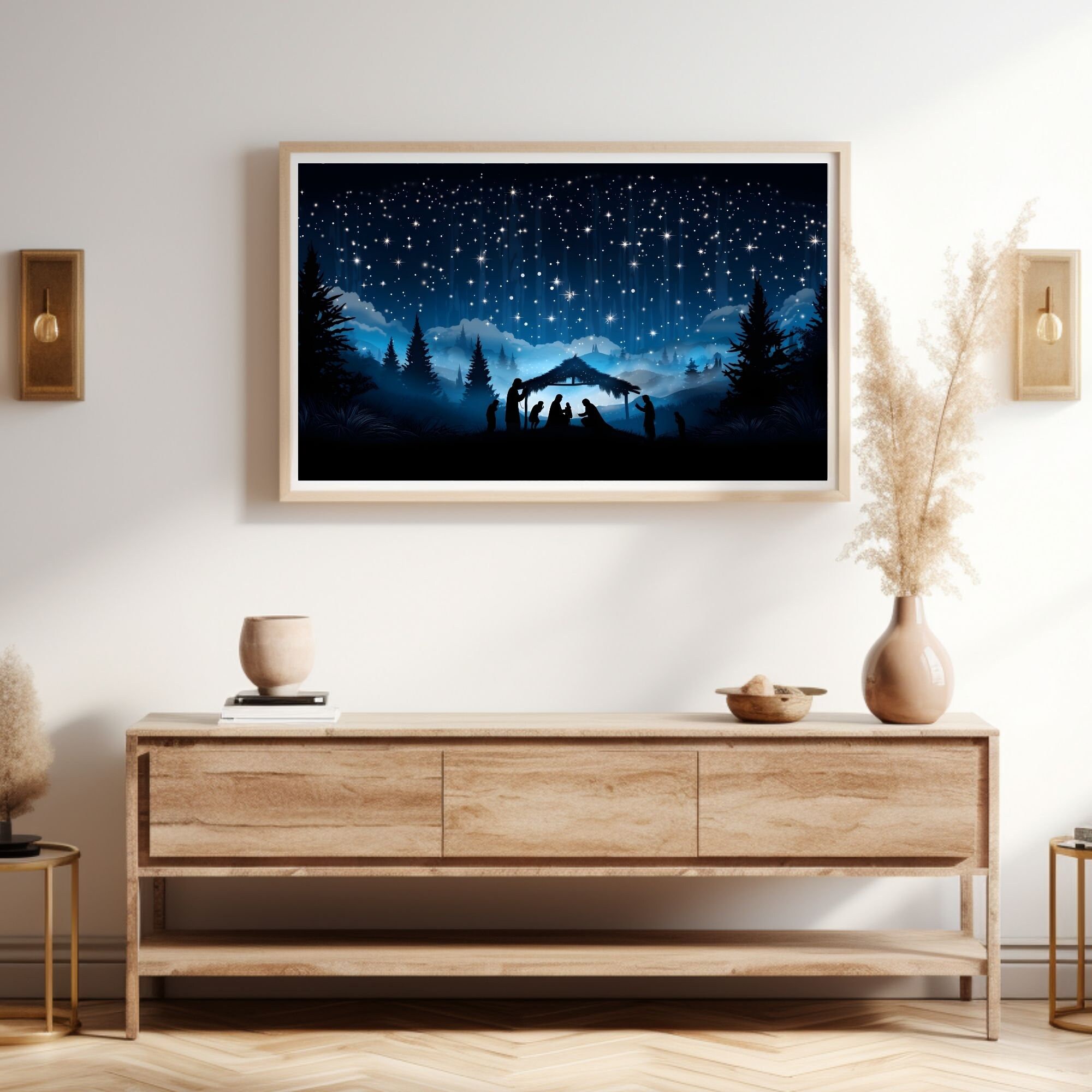 Christmas Holiday Frame TV Art, Nativity Scene, Birth of Jesus, Instant ...