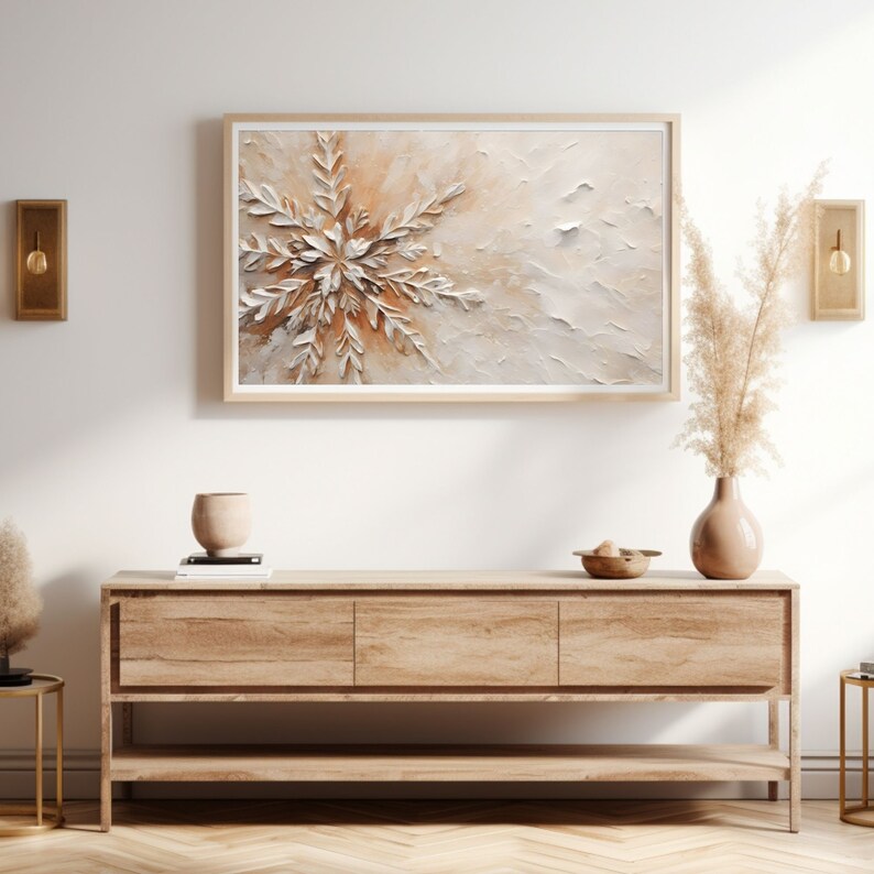 Frame TV Art, Abstract Oil Painting Snowflake, Modern Tv Art, Instant ...