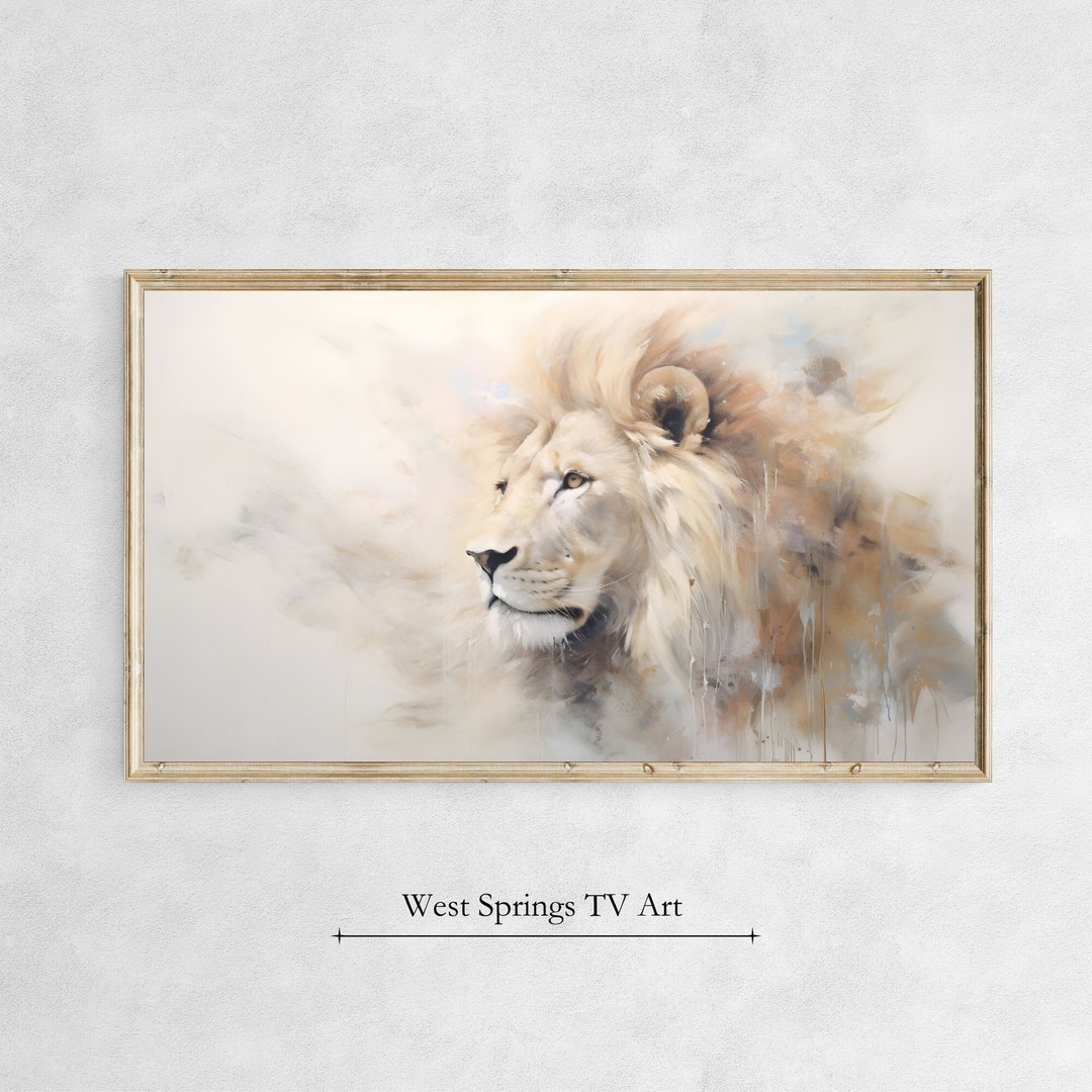 Frame TV Art Christmas Nativity Scene Lion of Judah, Painting on Canvas ...