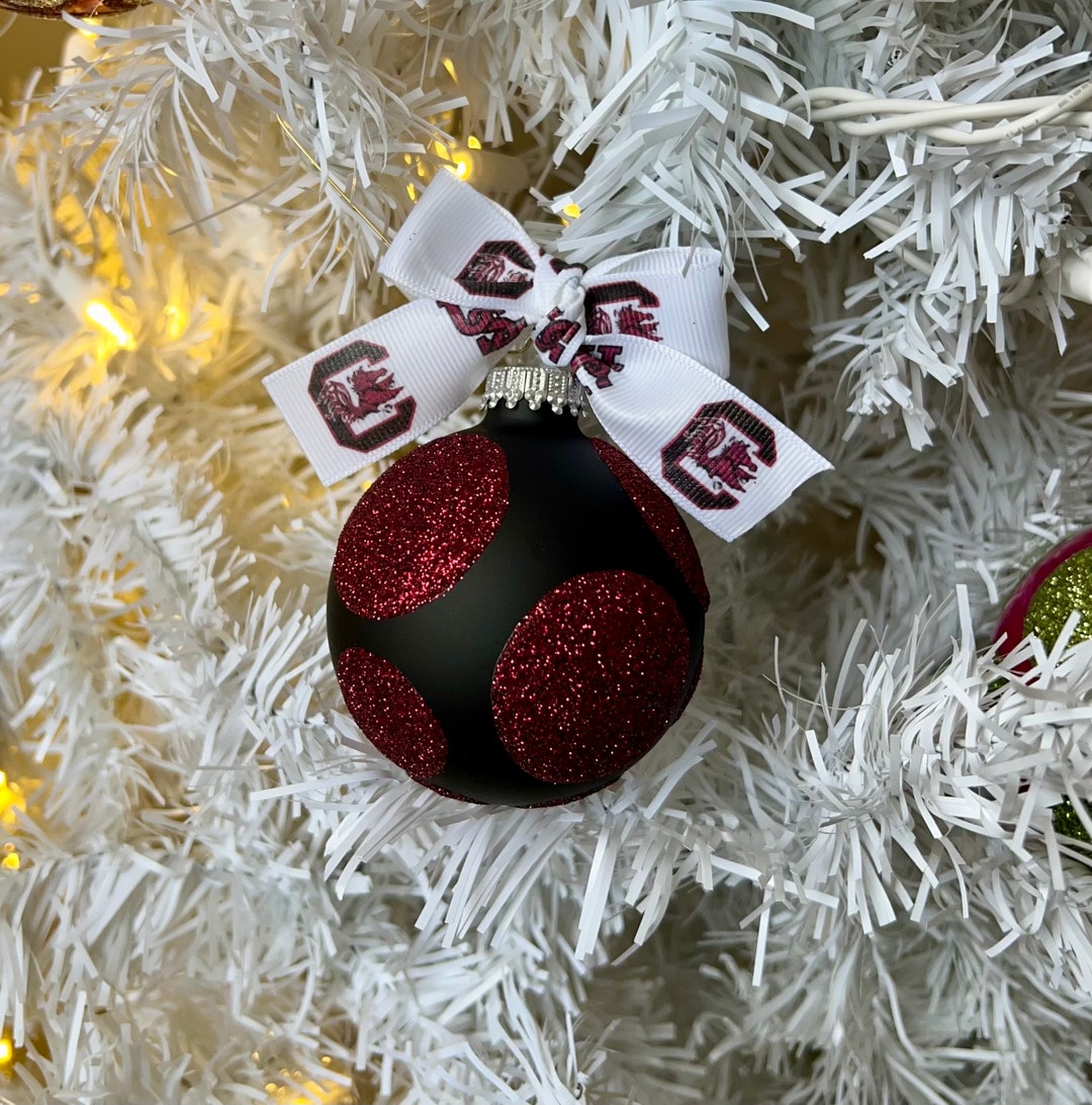 University of South Carolina Inspired Polka Dot Christmas Glass Ball ...