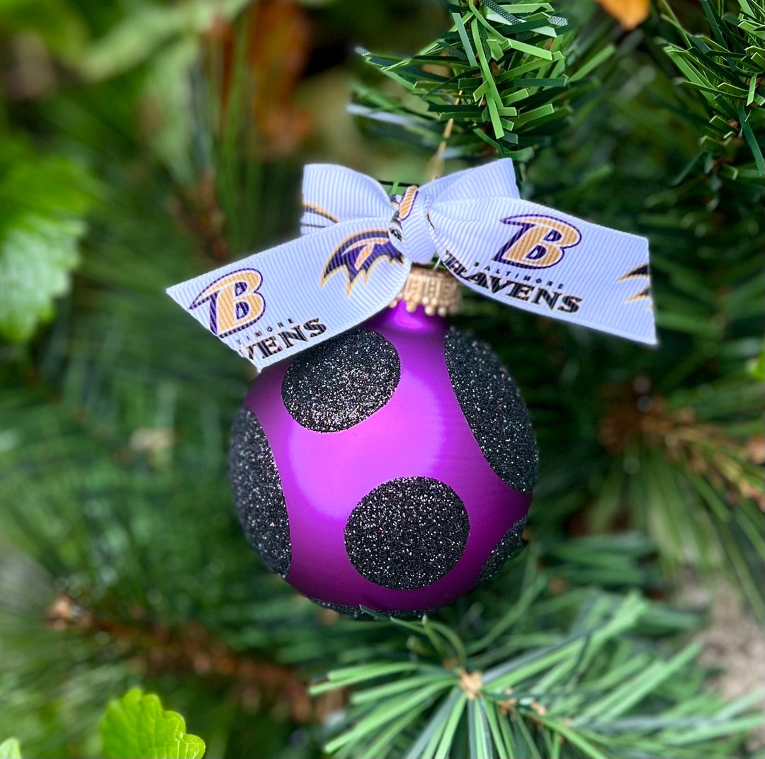 Baltimore Ravens Ornament: Glitter Polka Dot Christmas Ball With Bow - Etsy