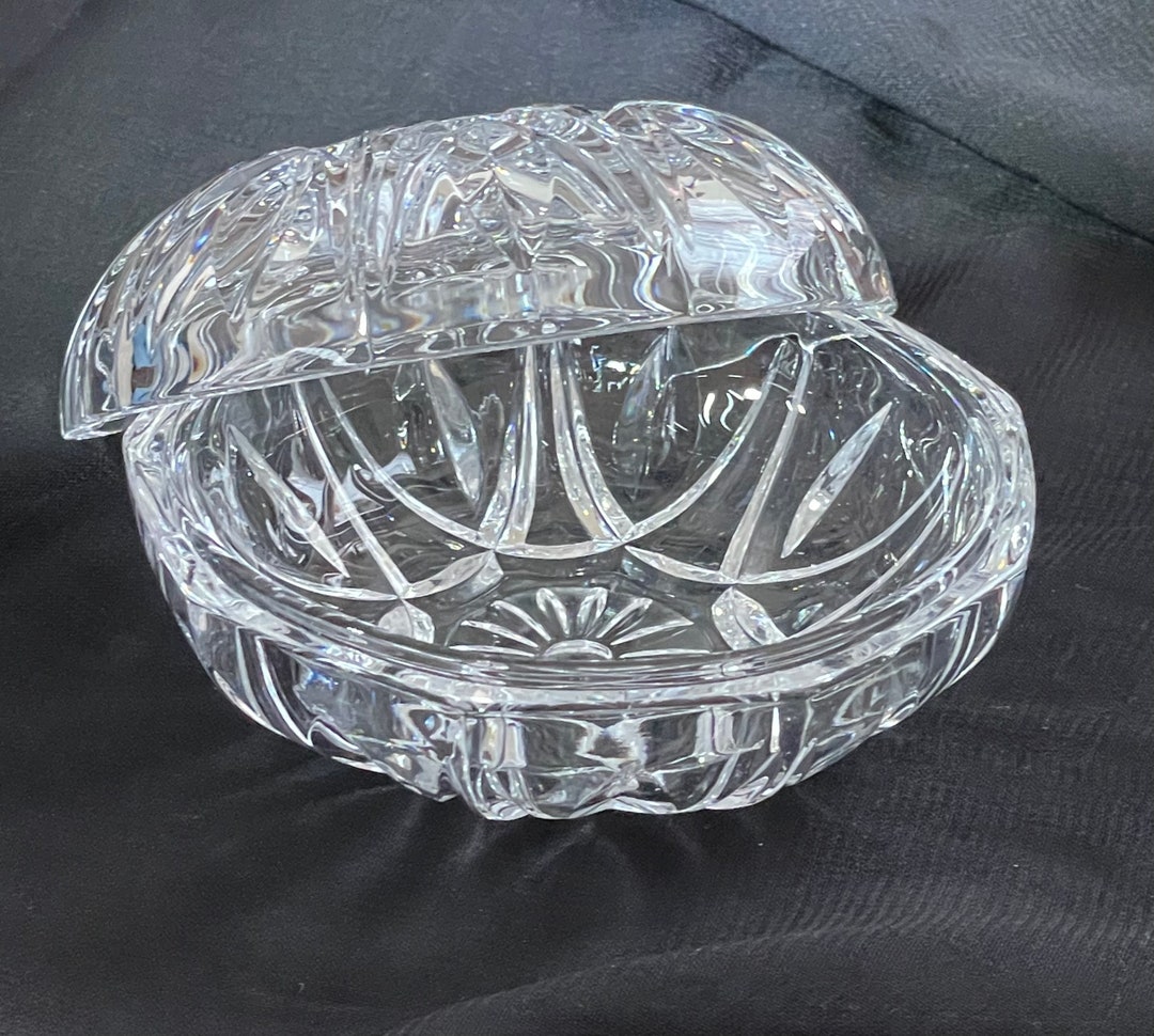 Vintage Crystal Glass Deep Cut Round Trinket Jewellery Ring Bowl, Used ...