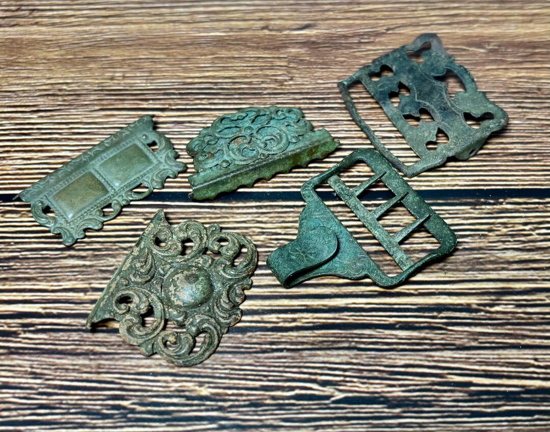5 Antique Colonial Buckle Parts - Etsy
