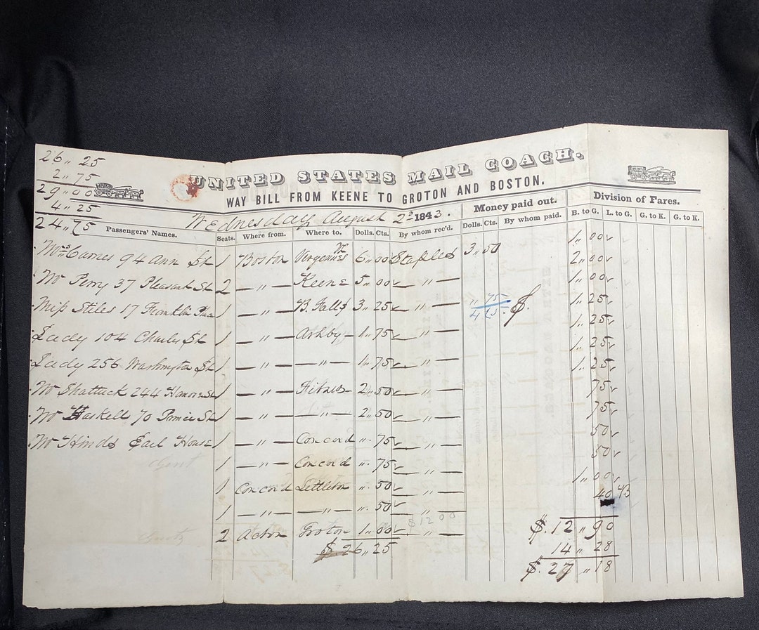 Postal History US Mail Coach - Boston - Stage Coach - Travel - 1843 ...