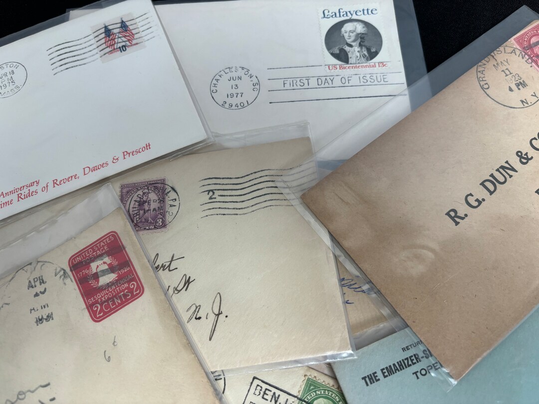 Vintage 8 Assorted Stamp Covers Envelops, Pricked at Random, Not ...