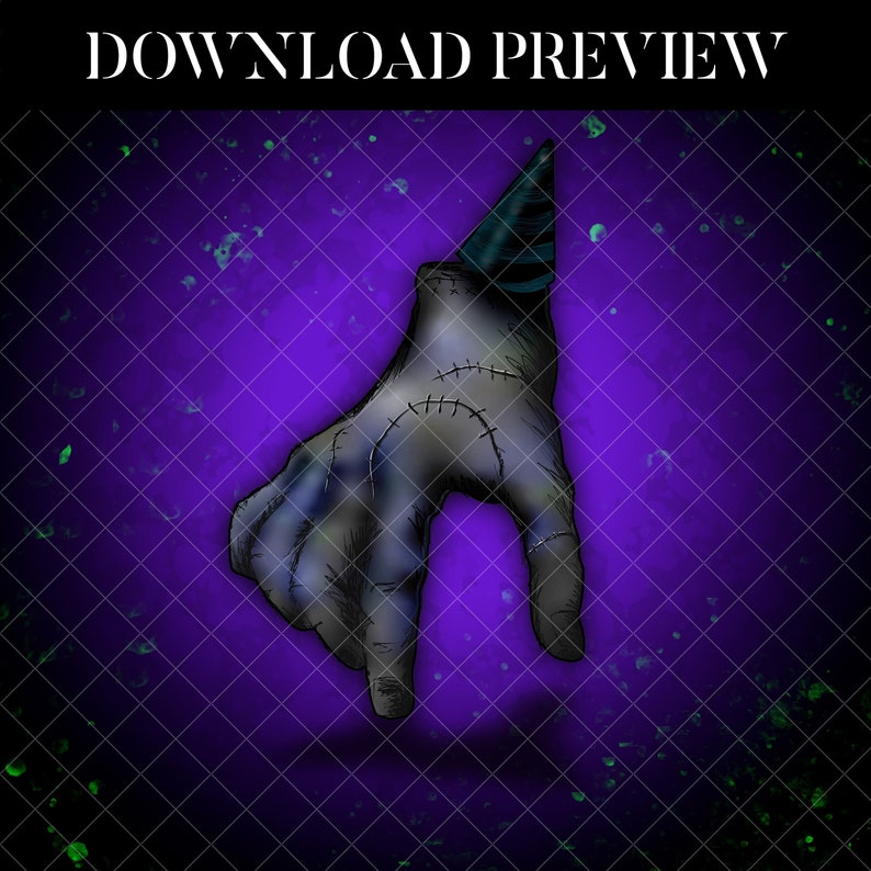 Wednesday Addams Thing in a Party Hat Digital Paper Digital - Etsy