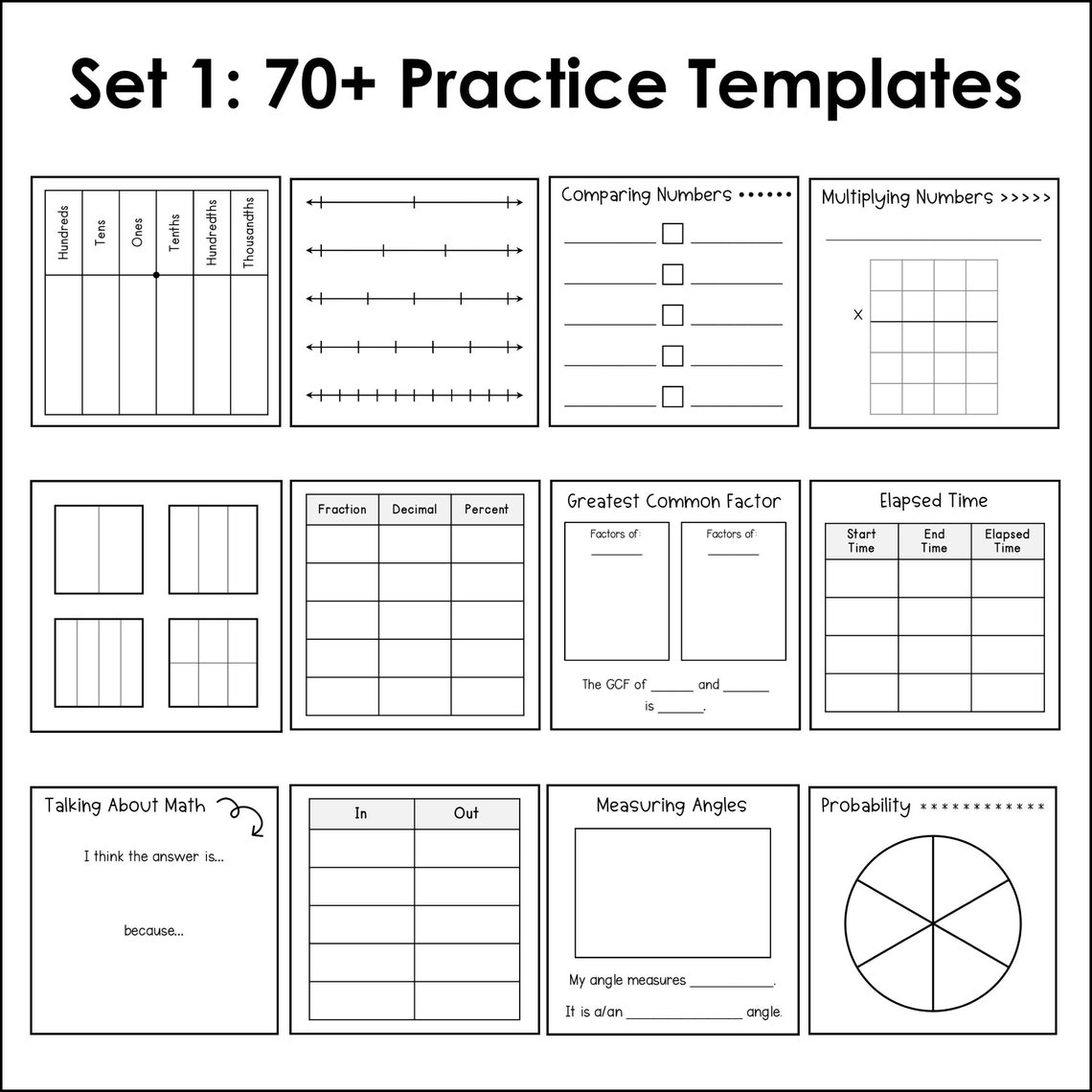 Math Sticky Note Templates BUNDLE, Math Reference Charts BUNDLE, Math ...