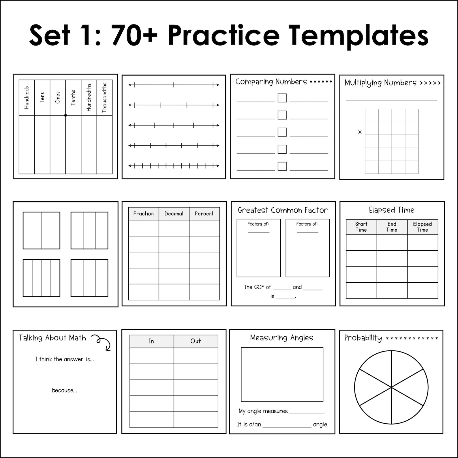 Math Sticky Note Templates BUNDLE, Math Reference Charts BUNDLE, Math ...