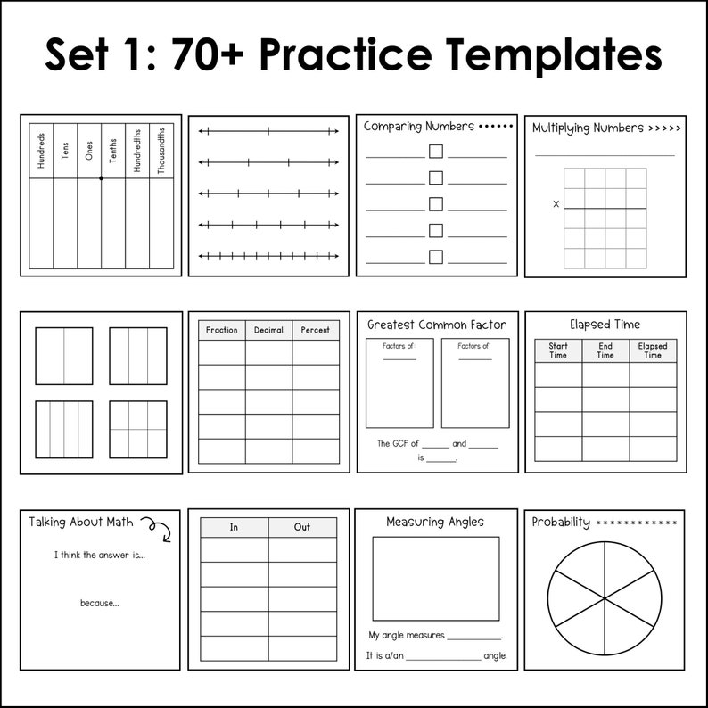 Math Sticky Note Templates BUNDLE, Math Reference Charts BUNDLE, Math ...