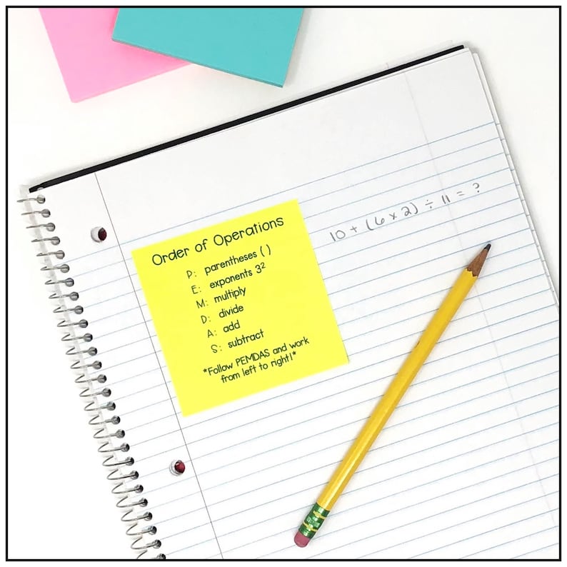 Math Sticky Note Templates, Math Reference Charts, Math Mini Anchor ...