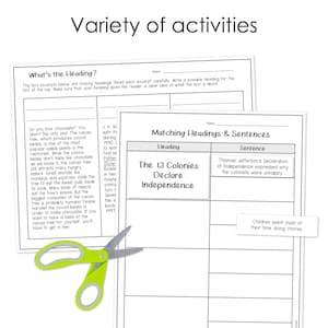Headings and Subheadings Worksheets, Nonfiction Reading Activities - Etsy