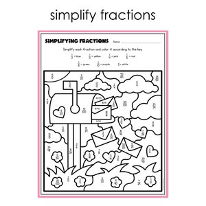 Valentine's Day Math Color by Number Worksheets, Fraction Color by Code ...