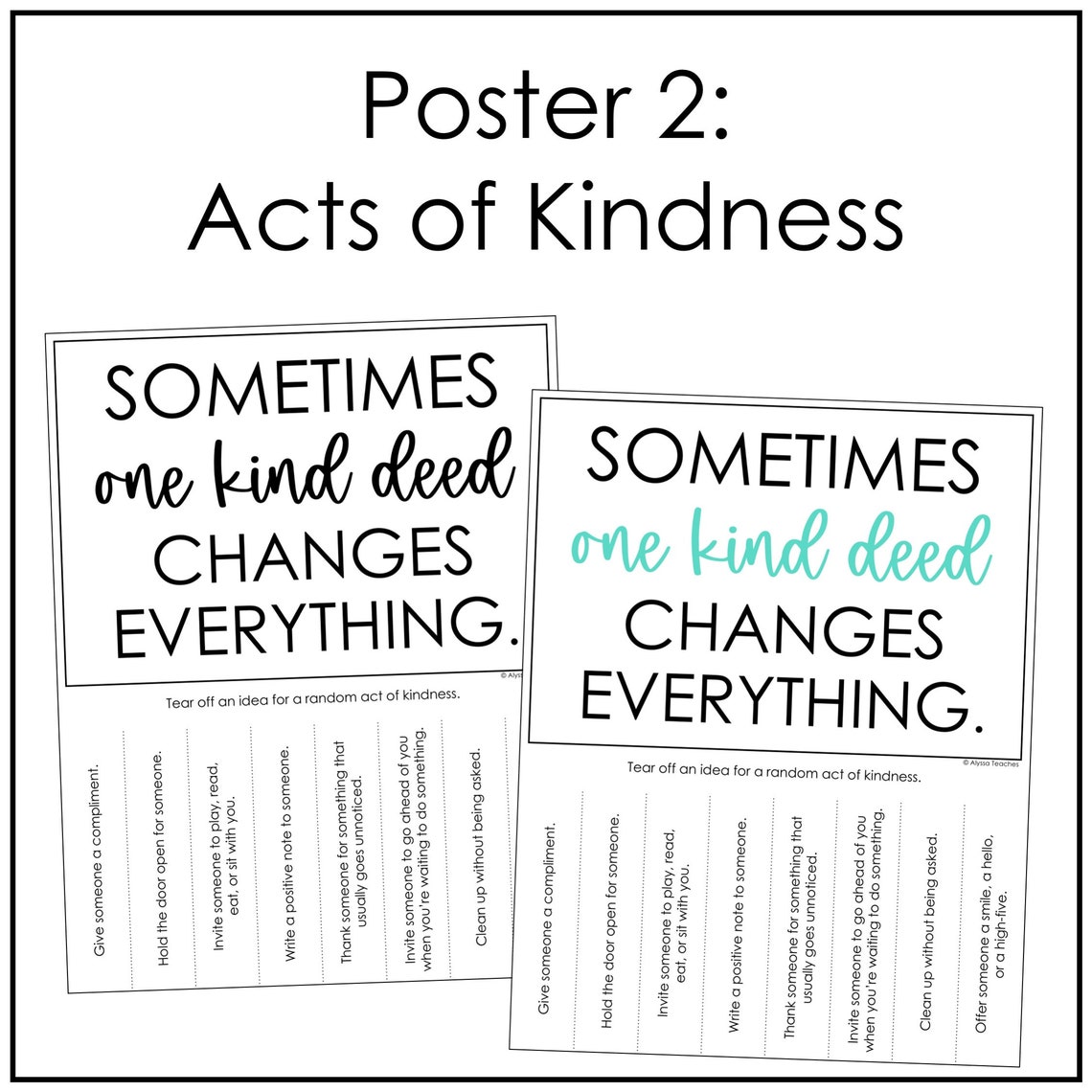Kindness Posters for Random Acts of Kindness and Compliments - Etsy