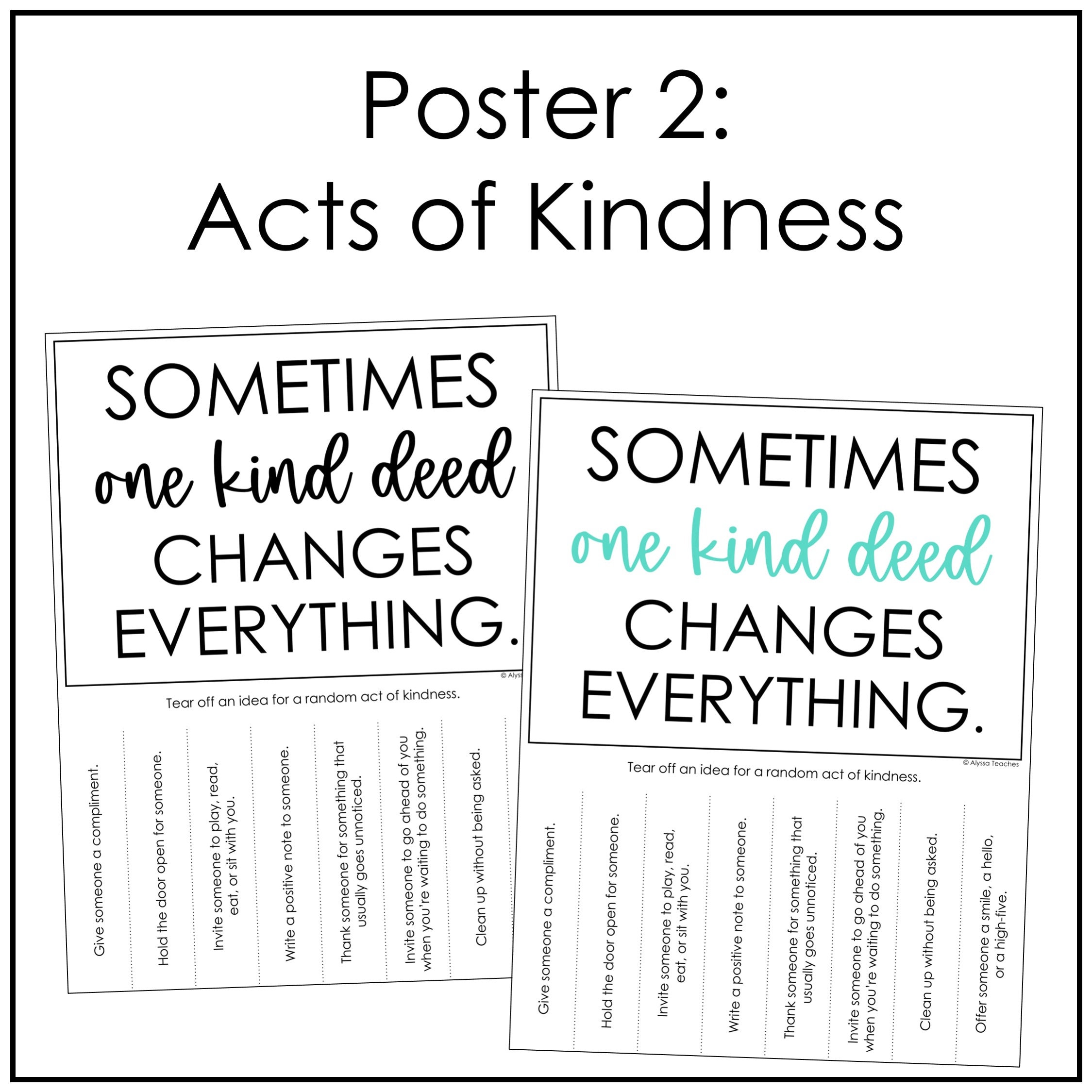 Kindness Posters for Random Acts of Kindness and Compliments - Etsy