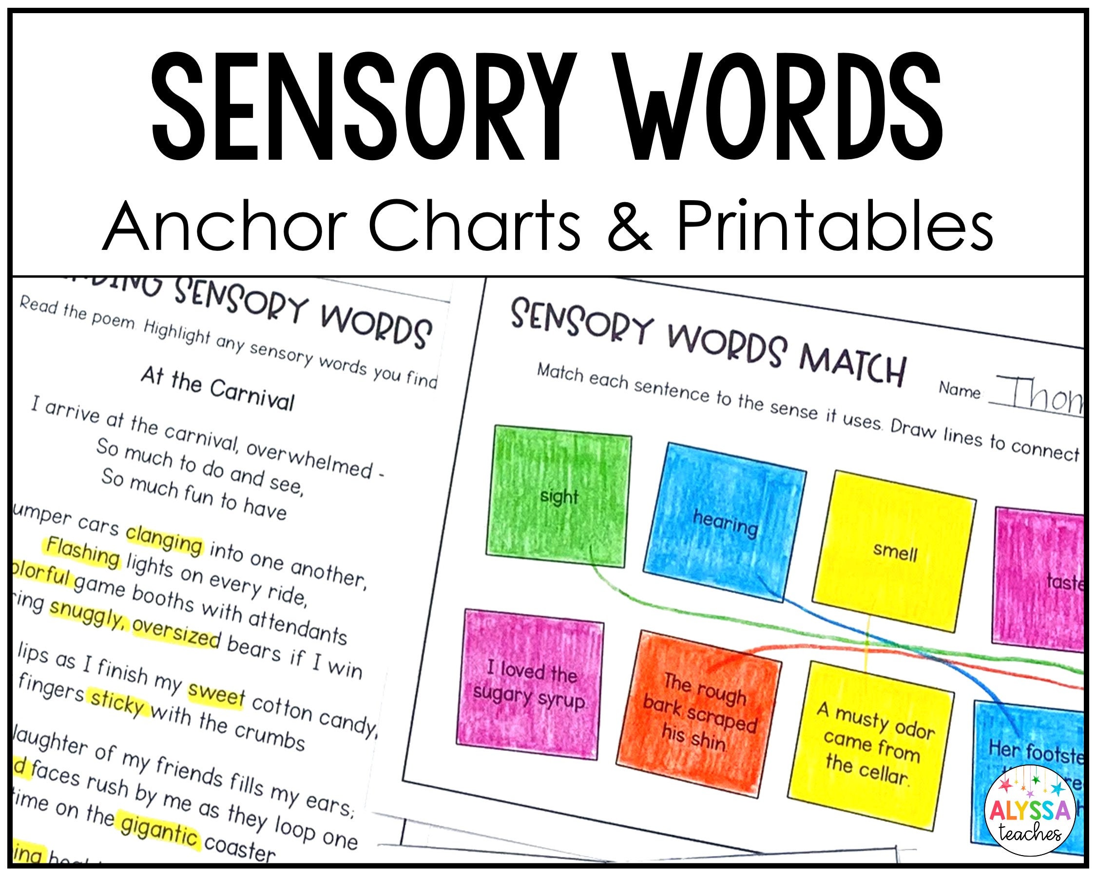 Sensory Words Activities, Sensory Language Worksheets - Etsy