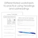 Headings and Subheadings Worksheets, Nonfiction Reading Activities - Etsy