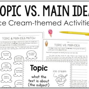 Topic and Main Idea Worksheets, Nonfiction Reading Activities - Etsy