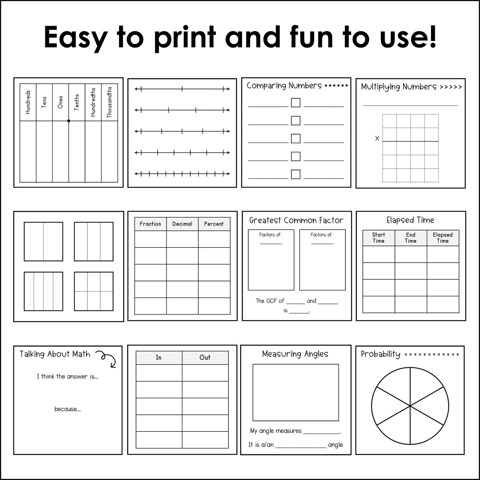 Math Sticky Note Templates, Math Sticky Notes - Etsy