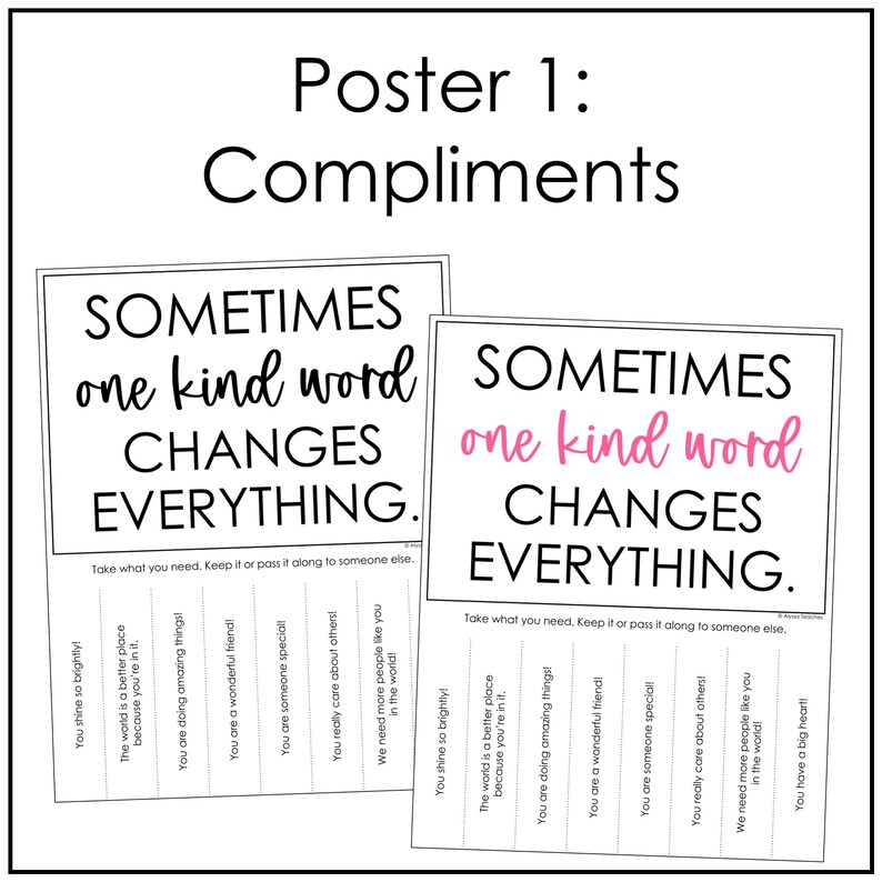Kindness Posters for Random Acts of Kindness and Compliments - Etsy