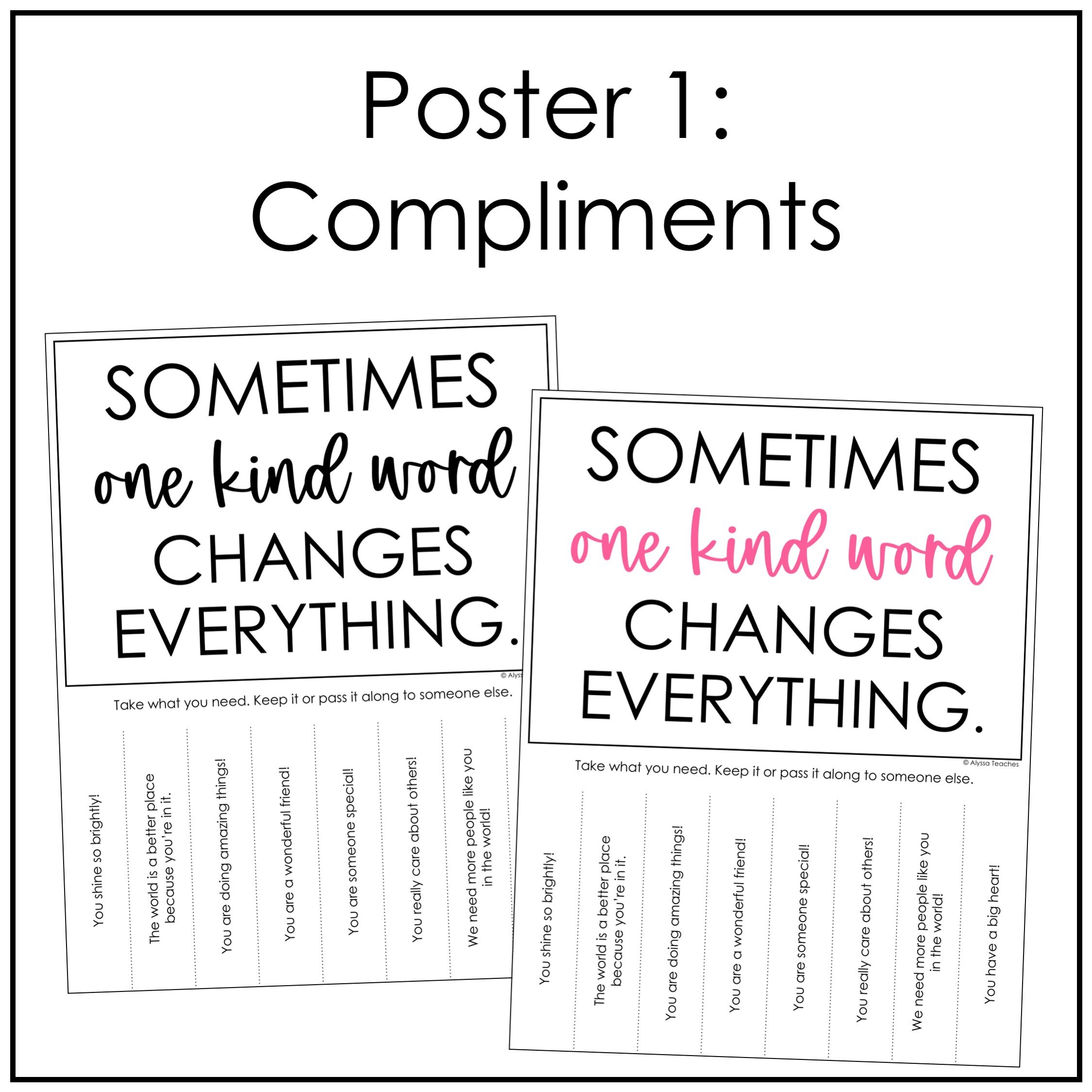Kindness Posters for Random Acts of Kindness and Compliments - Etsy